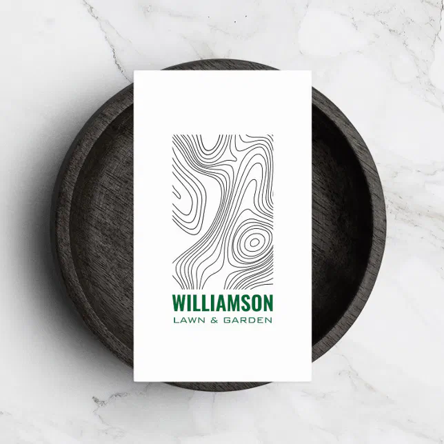 Modern Topography Landscaping Lawn Care Business Card | Zazzle