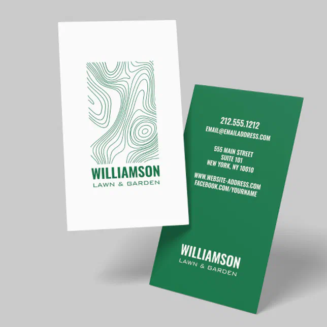 Modern Topography Landscaping Lawn Care Green Business Card | Zazzle