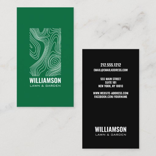 Modern Topography Landscaping Lawn Care Green II Business Card | Zazzle