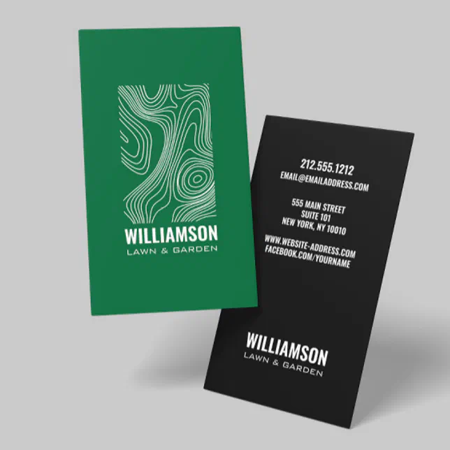 Modern Topography Landscaping Lawn Care Green II Business Card | Zazzle