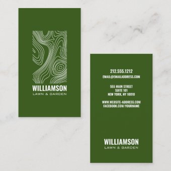Modern Topography Landscaping Lawn Care Green III Business Card | Zazzle
