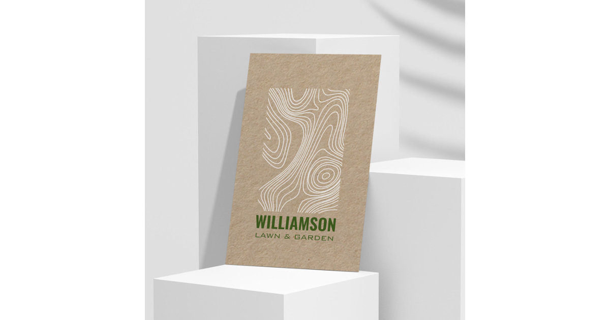 Modern Topography Landscaping Lawn Care Kraft Business Card | Zazzle