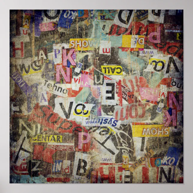 Modern torn newspaper letters design poster | Zazzle