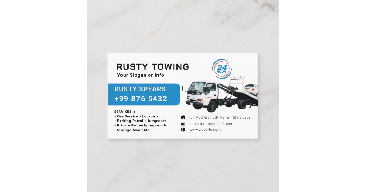 Modern Towing Service | white Business Card | Zazzle
