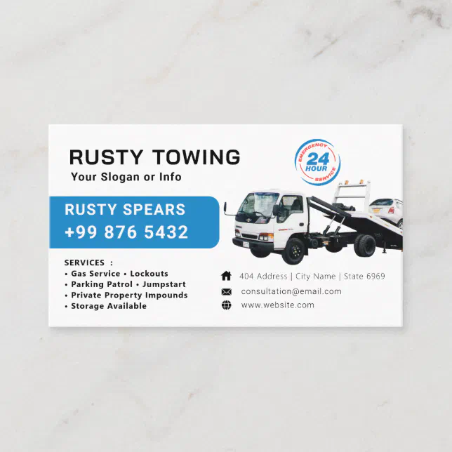 Modern Towing Service | white Business Card | Zazzle