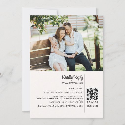 Modern transparent 2 photo QR Code online RSVP Invitation | Zazzle