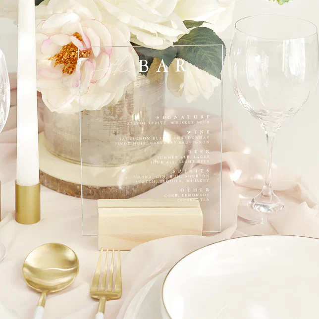 Modern Transparent Minimalist Bar Menu Pedestal Window Cling | Zazzle