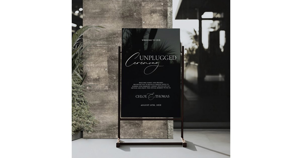 Modern Transparent Wedding Unplugged Ceremony Sign | Zazzle