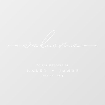 Modern Transparent Wedding Welcome Poster Window Cling | Zazzle