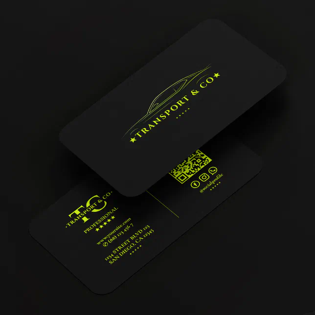 Modern Transport Car Driver Auto Black Neon Business Card | Zazzle