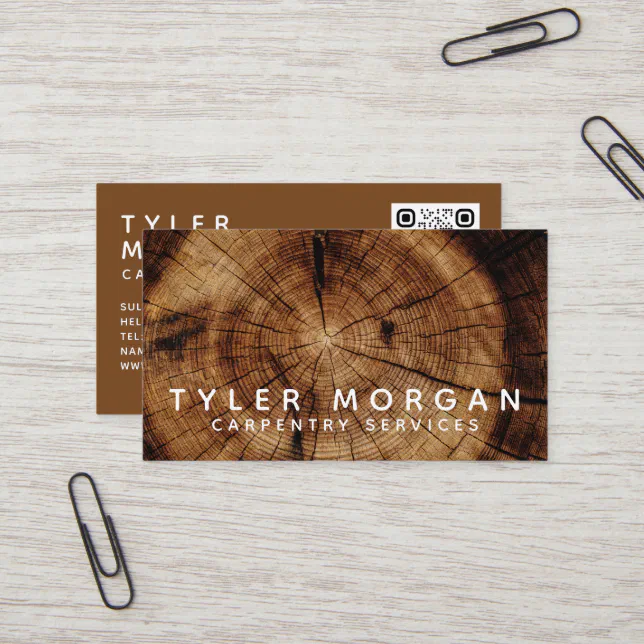 Modern Tree Wood Carpentry Business Card | Zazzle