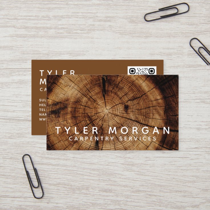 Modern Tree Wood Carpentry Business Card | Zazzle