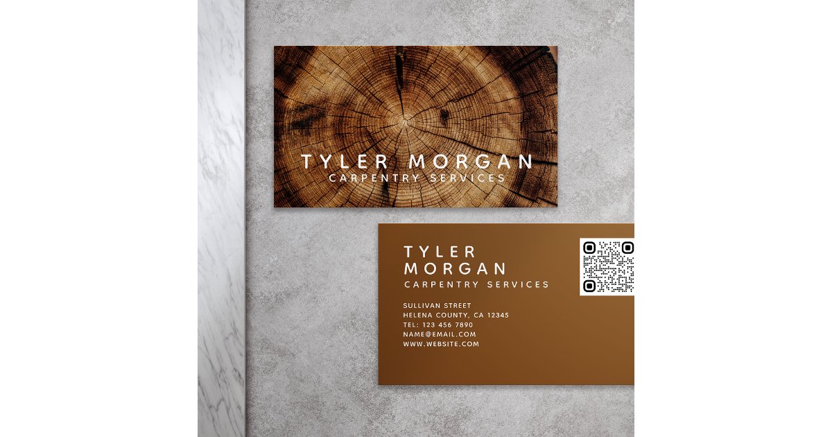 Modern Tree Wood Carpentry Business Card | Zazzle