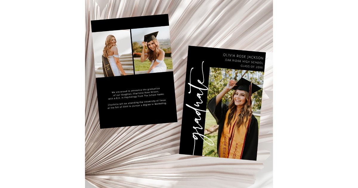 Modern Trendy 3 Photo Collage Graduation Announcement | Zazzle