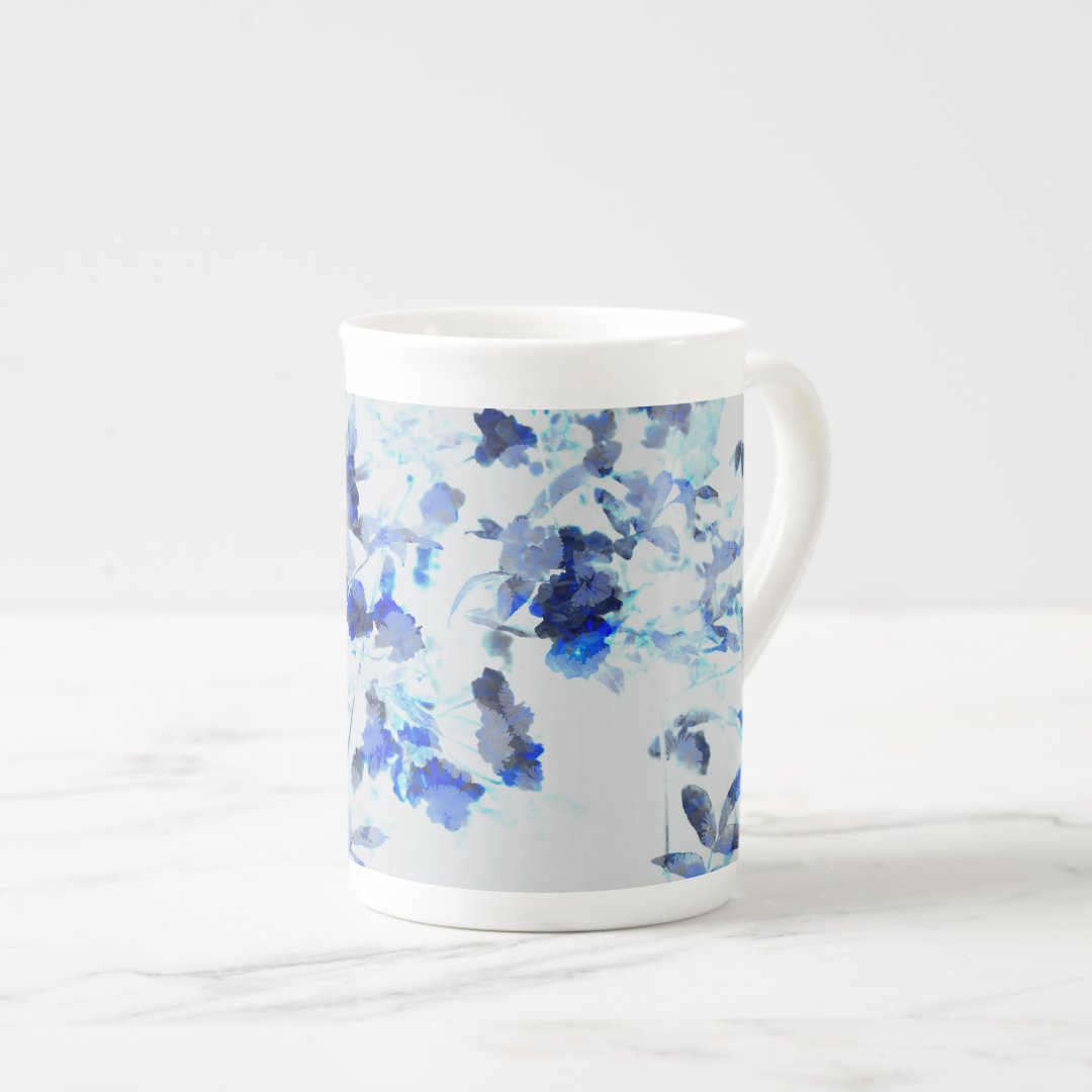 Modern, trendy art of floral / flower pattern bone china mug | Zazzle
