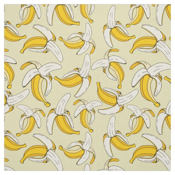 Modern Bananas Pattern Fruit Print on Aqua Blue Fabric | Zazzle