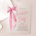 Modern Trendy Blush Pink Bow Graduation Party Acrylic Invitations | Zazzle