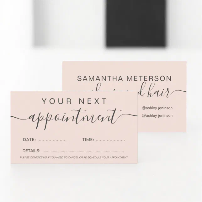 Modern trendy blush pink ombre professional appointment card | Zazzle