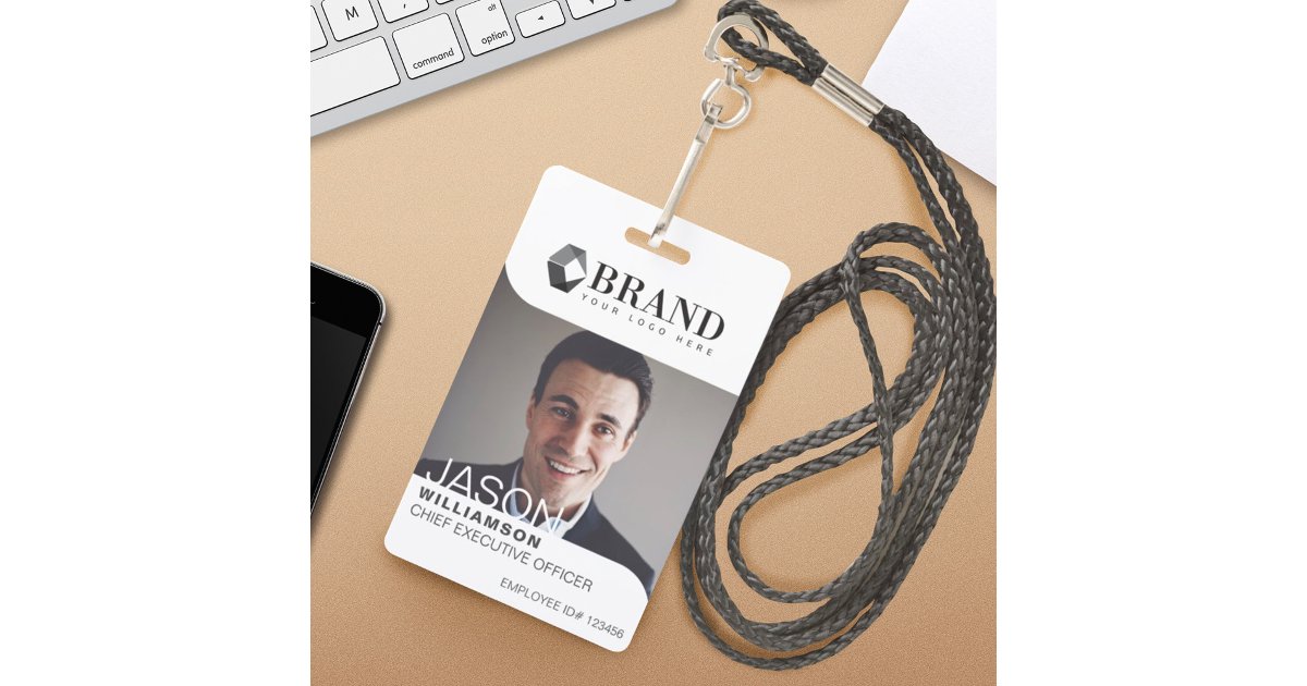 Modern & Trendy Business Professional Photo ID Badge | Zazzle
