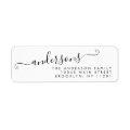 Modern Trendy Calligraphy Script Black Last Name Label | Zazzle