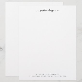 Modern Trendy Calligraphy Script Personalized Letterhead | Zazzle