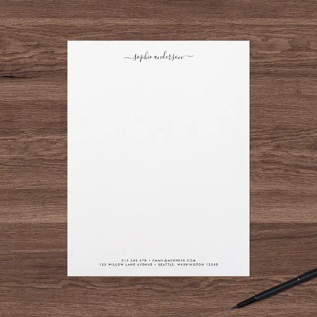 Modern Trendy Calligraphy Script Personalized Letterhead | Zazzle
