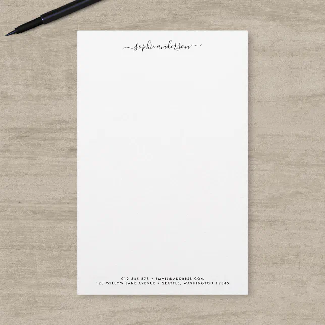 Modern Trendy Calligraphy Script Personalized Stationery | Zazzle