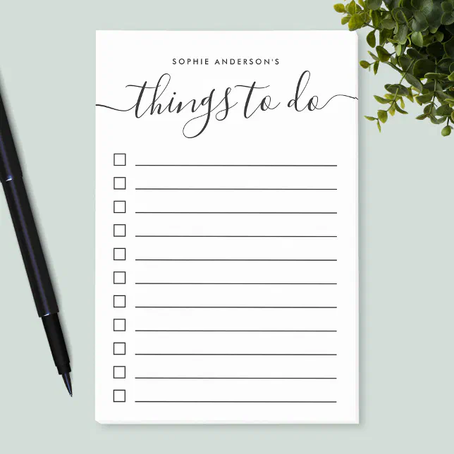 Modern Trendy Calligraphy Script Things To Do List Post-it Notes | Zazzle