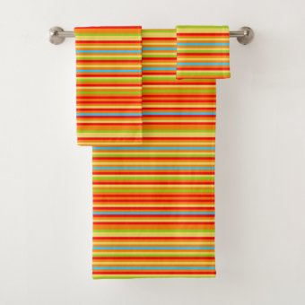 Modern Trendy Chic Simple Striped Pattern Bath Towel Set | Zazzle
