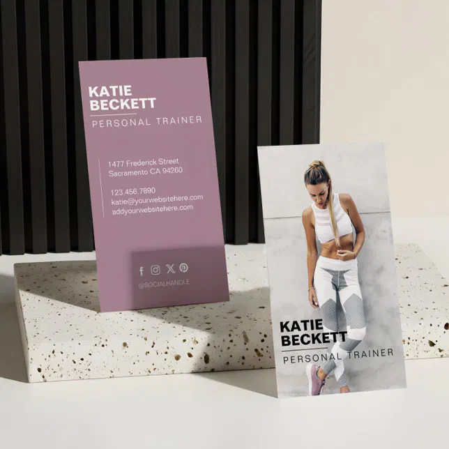 Modern Trendy Coach Personal Trainer Fitness Photo Business Card | Zazzle
