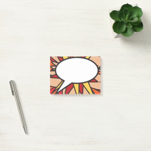 Modern Trendy Comic Book Pop Art Speech Bubble Post-it Notes | Zazzle