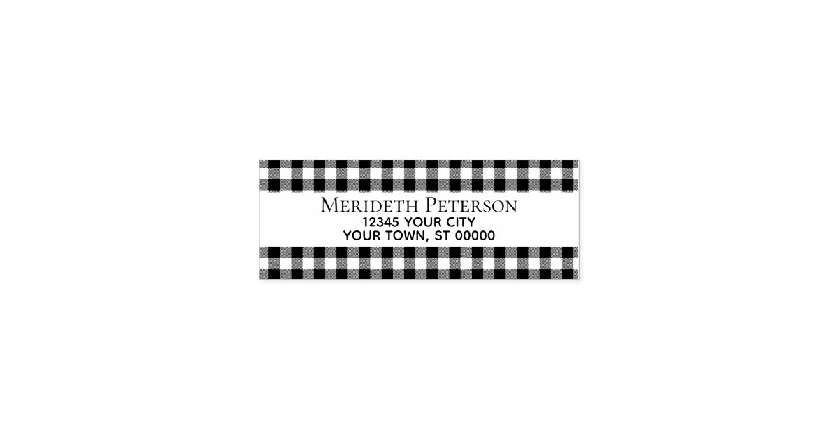 Modern Trendy Custom Buffalo Plaid Return Address Rubber Stamp | Zazzle