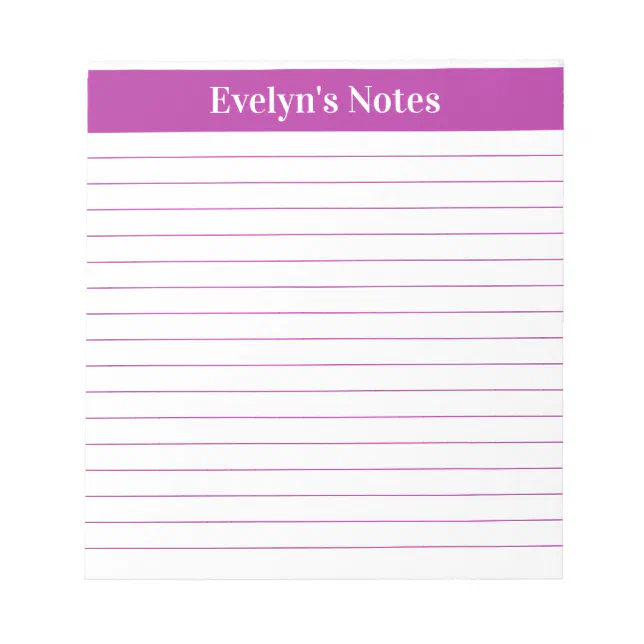 Modern Trendy Elegant Dark Pink Script Large Print Notepad | Zazzle