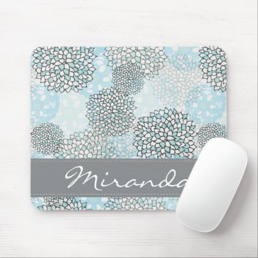 Modern Trendy Floral Pattern Personalized Mouse Pad | Zazzle