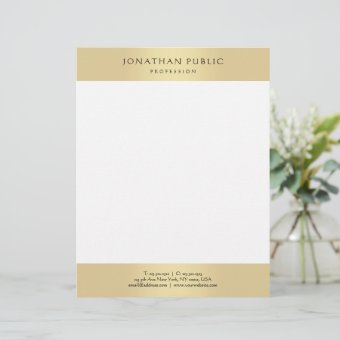 Modern Trendy Glamorous Gold Look Elegant Template Letterhead | Zazzle