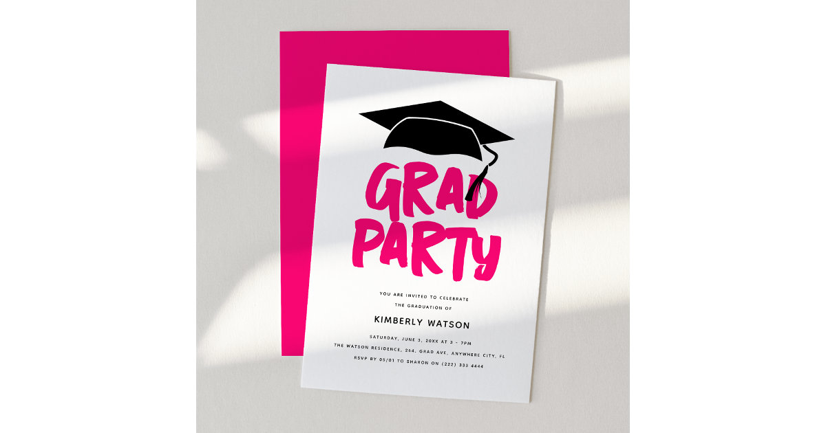 Modern Trendy GRAD Party Graduation Invitation | Zazzle