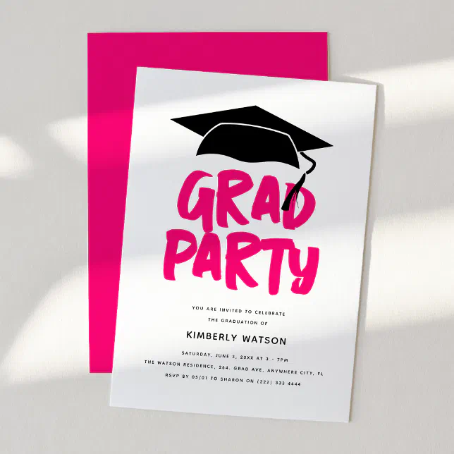 Modern Trendy GRAD Party Graduation Invitation | Zazzle