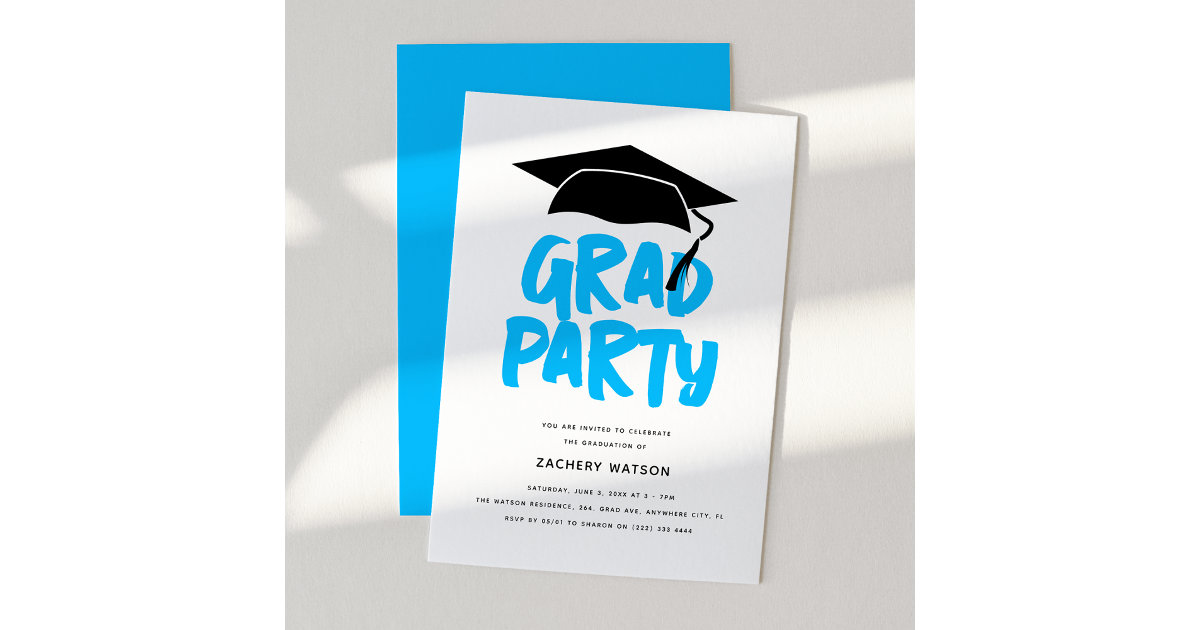 Modern Trendy GRAD Party Graduation Invitation | Zazzle