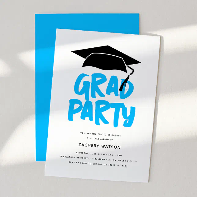 Modern Trendy GRAD Party Graduation Invitation | Zazzle