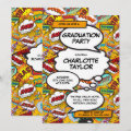 Modern Trendy Graduation Party Fun Comic Book Invitation | Zazzle