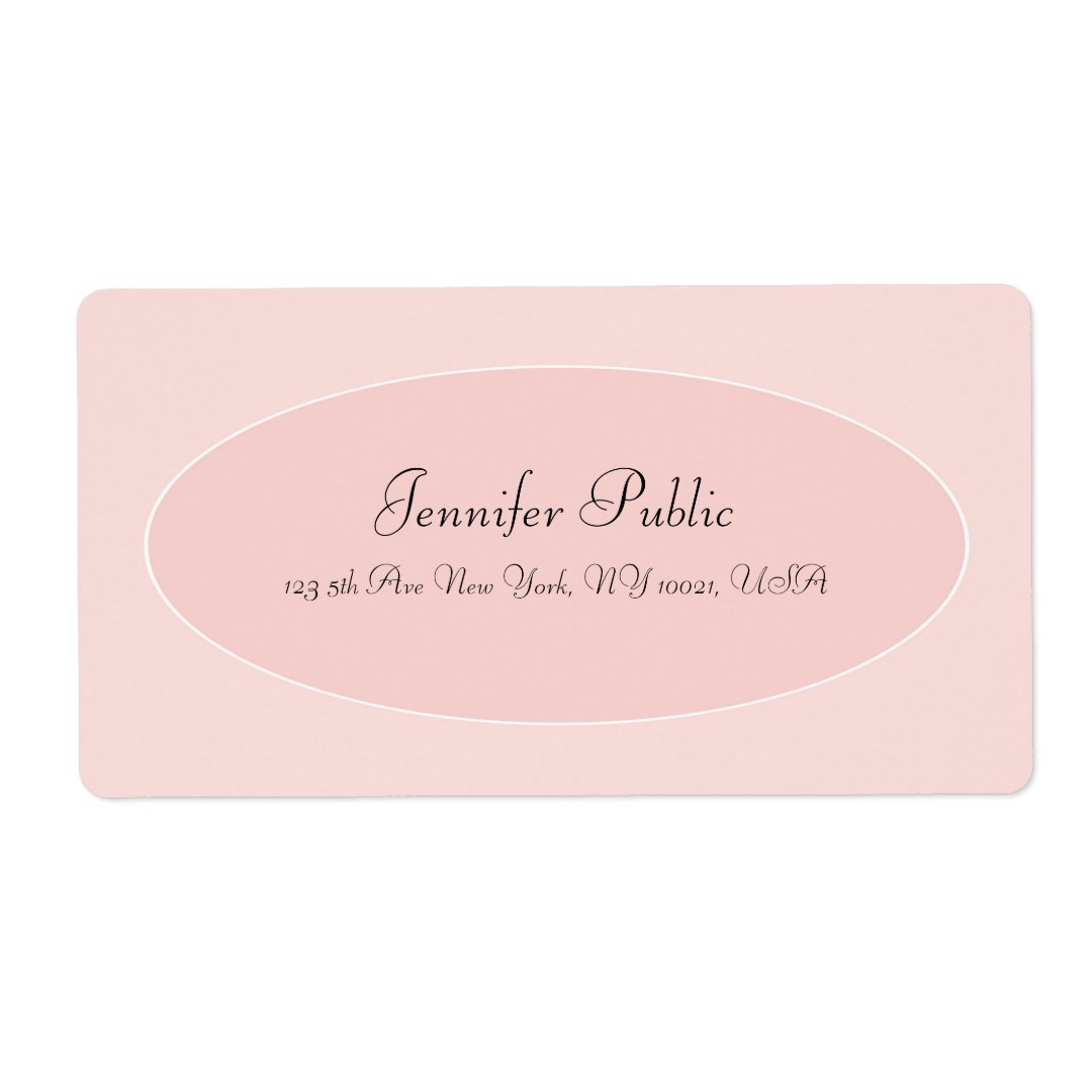 Modern Trendy Handwriting Script Blush Pink White Label | Zazzle