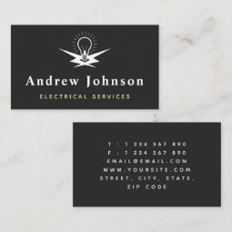 Modern Trendy Lightbulb Electrical Light Services Business Card | Zazzle