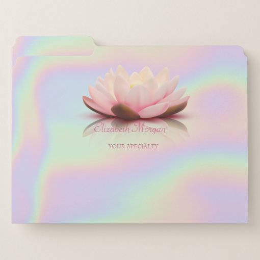 Modern Trendy Lotus Rainbow Holographic File Folder | Zazzle