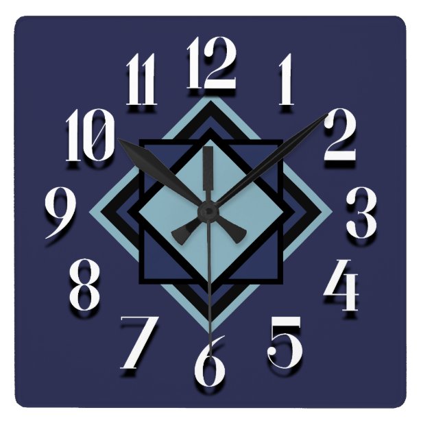 Modern Square Blue Kitchen Wall Clocks | Zazzle