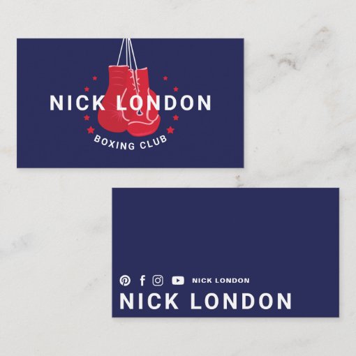 Modern & Trendy Online Red Boxing Gloves Club Business Card | Zazzle