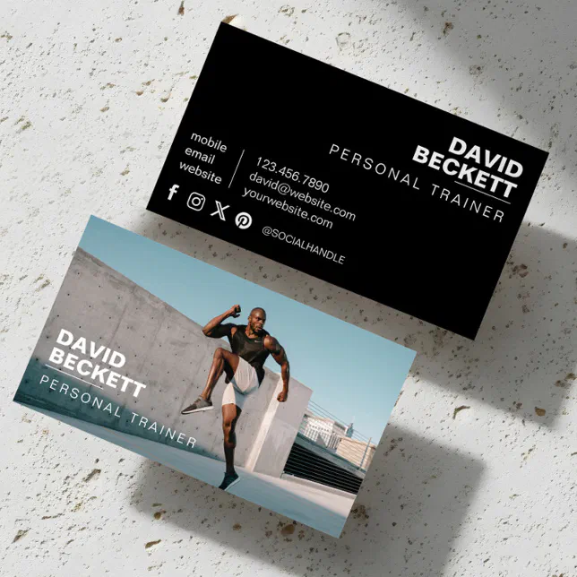 Modern Trendy Personal Trainer Fitness Coach Photo Business Card | Zazzle