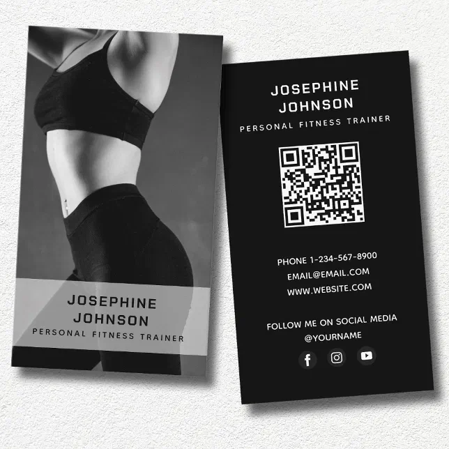 Modern Trendy Personal Trainer Fitness Photo Business Card | Zazzle