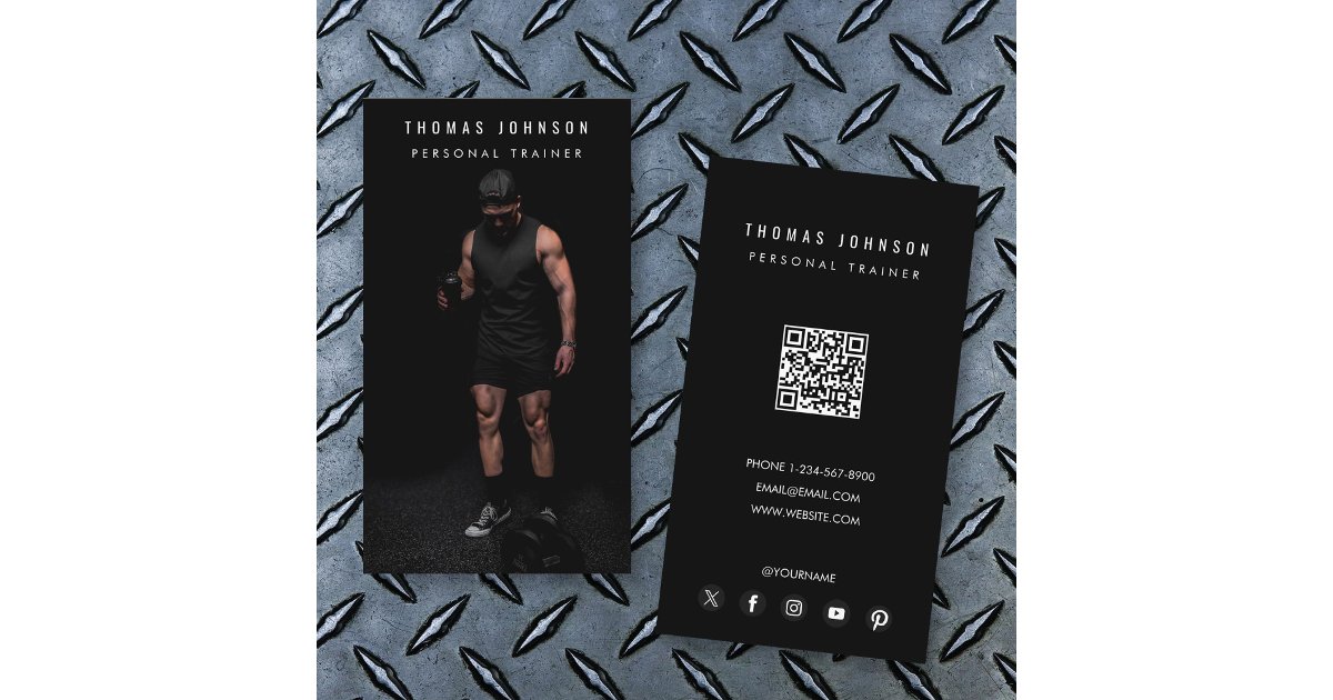 Modern Trendy Personal Trainer Fitness Photo Business Card | Zazzle