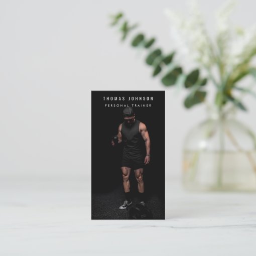 Modern Trendy Personal Trainer Fitness Photo Business Card | Zazzle