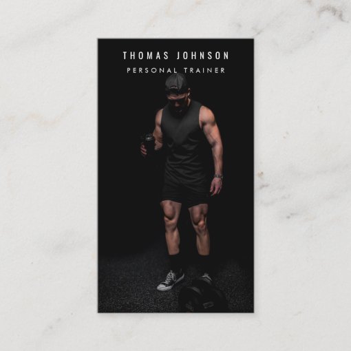 Modern Trendy Personal Trainer Fitness Photo Business Card | Zazzle